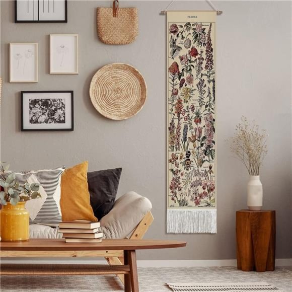 Wall Decor | Vintage Flower Tapestry 52 X 13 Inchlong Vertical Wall ...